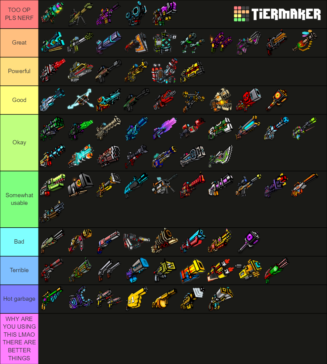 Pixel Gun 3D best 3cs weapons Tier List (Community Rankings) - TierMaker