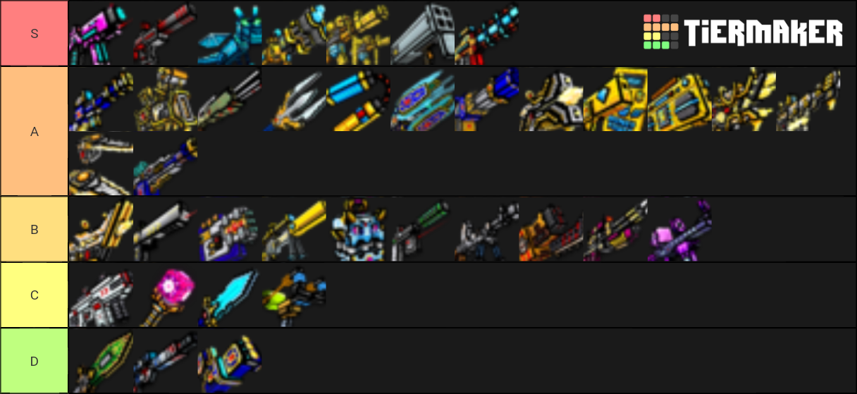 Pixel gun clan weapons Tier List (Community Rankings) - TierMaker