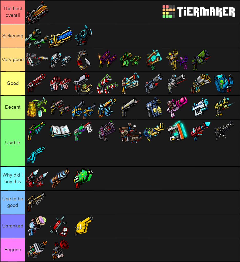 Pixelgun 3d Backup Weapons Mythical to Legendary Tier List (Community ...