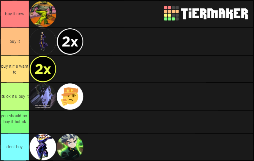 PJJ Gamepasses Tier List (Community Rankings) - TierMaker