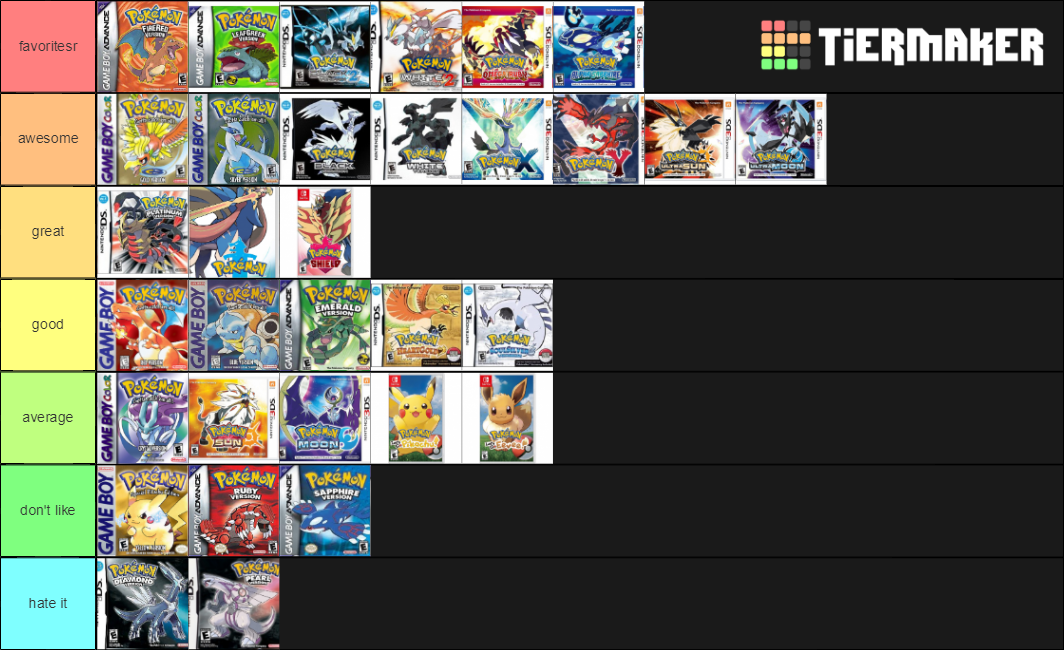 Pokemon Games (SWSH Included) Tier List (Community Rankings) - TierMaker