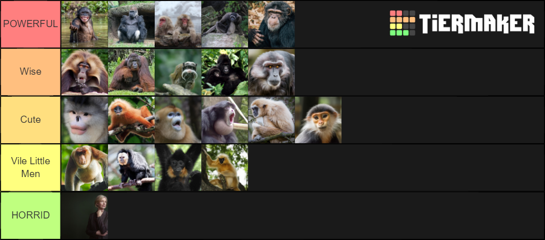 Primate Tierlist Tier List (Community Rankings) - TierMaker
