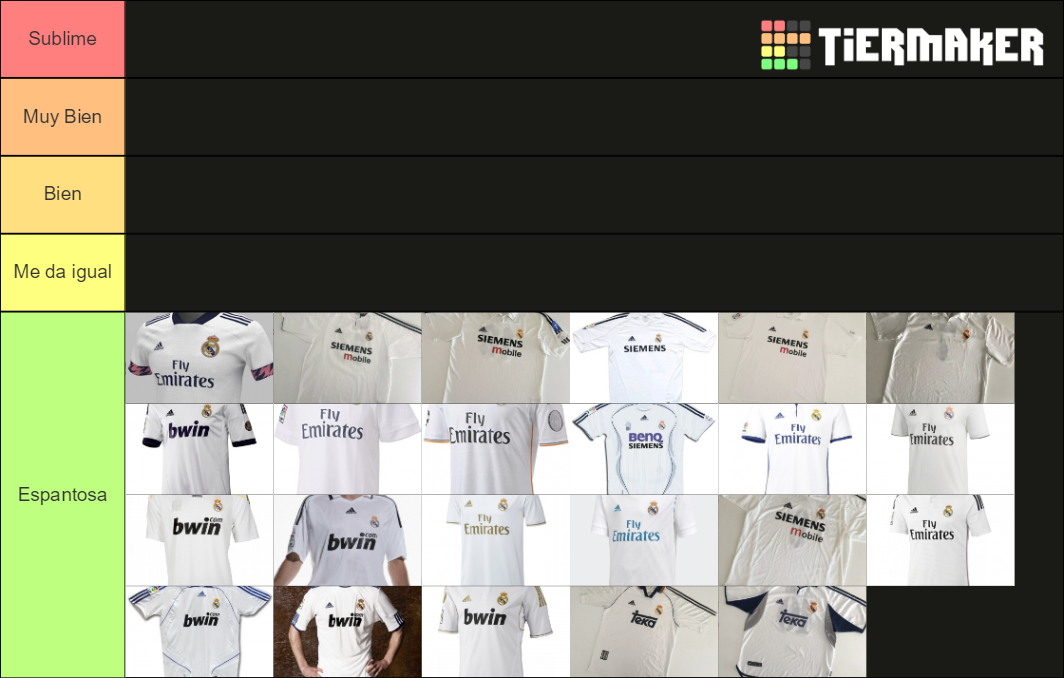 Ranking: Camisetas REAL MADRID CF (Local - Adidas) Tier List (Community ...