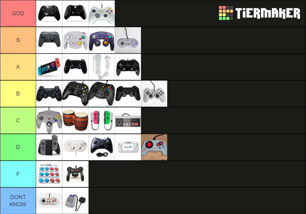 Ranking Game Controllers (Nintendo/Xbox/Playstation) Tier List ...