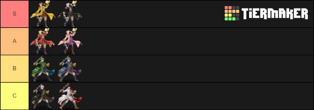 Robin Alternate Costumes (SSBU) Tier List (Community Rankings) - TierMaker