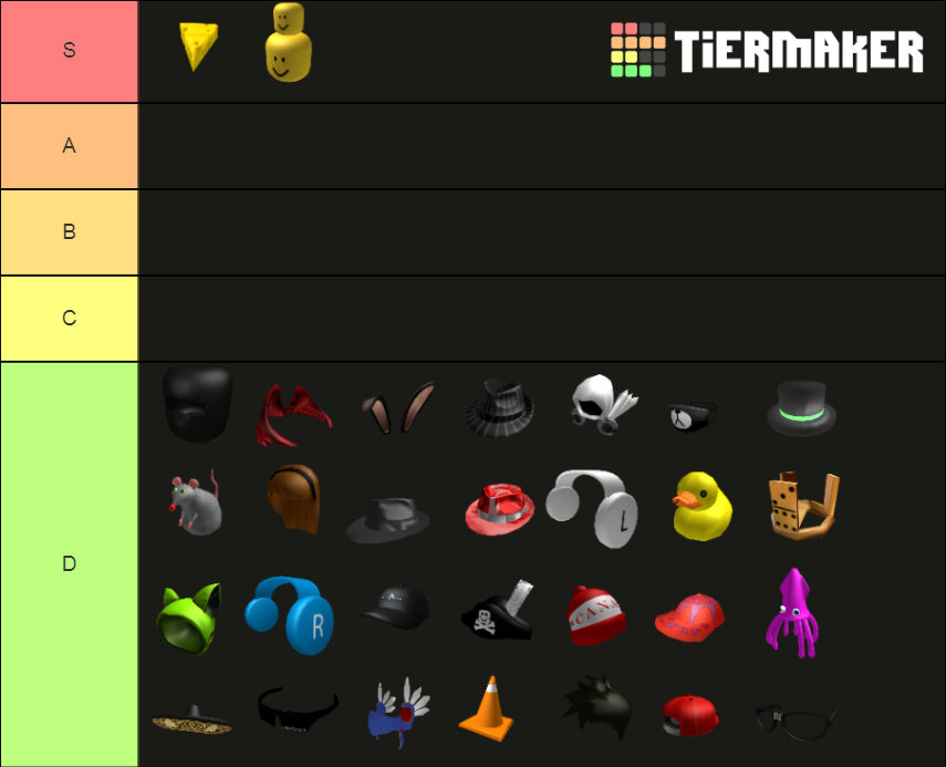 Roblox Accessories Tier List (Community Rankings) - TierMaker