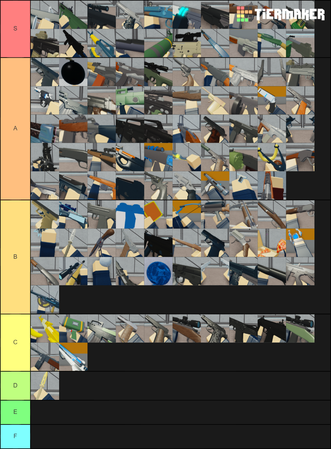 Roblox Arsenal Weapons Tier List (Community Rankings) - TierMaker