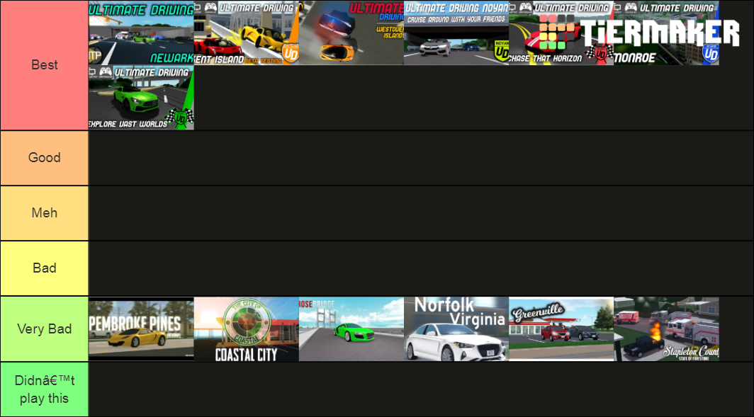 Roblox Driving Games w/ Ultimate Driving Series Tier List (Community ...