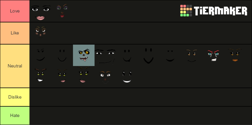 Roblox Free Face Tier List (Community Rankings) - TierMaker