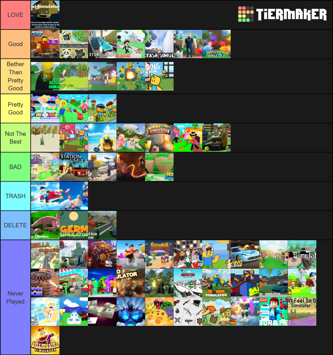 Roblox simulator 47 Tier List (Community Rankings) - TierMaker