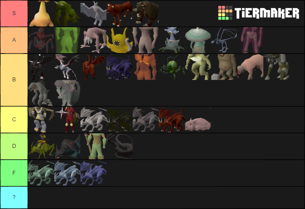 Runescape Slayer Tasks (OSRS) Tier List (Community Rankings) - TierMaker