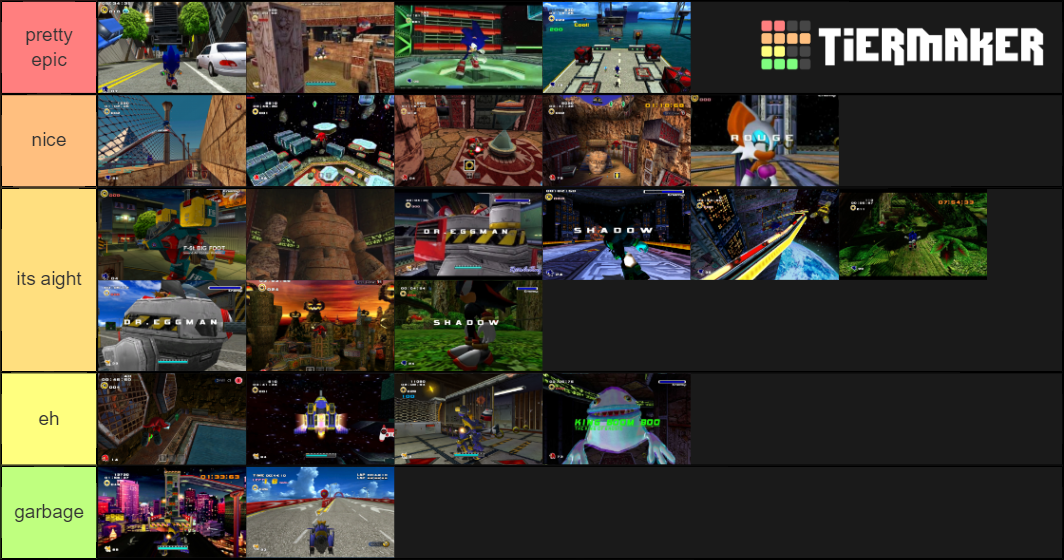 SA2 Hero Story Levels Tier List (Community Rankings) - TierMaker