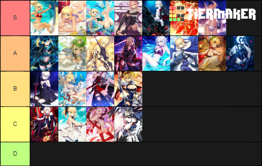 Saberface (FGO) Tier List (Community Rankings) - TierMaker