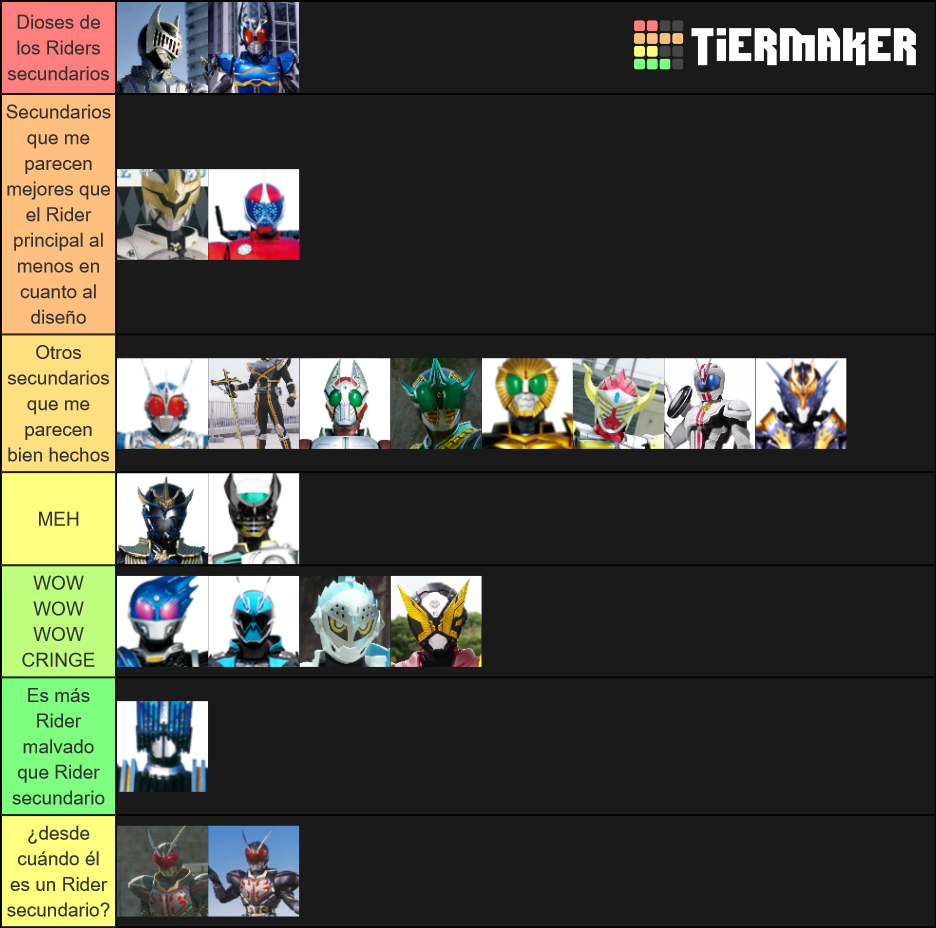 secondary kamen riders Tier List (Community Rankings) - TierMaker
