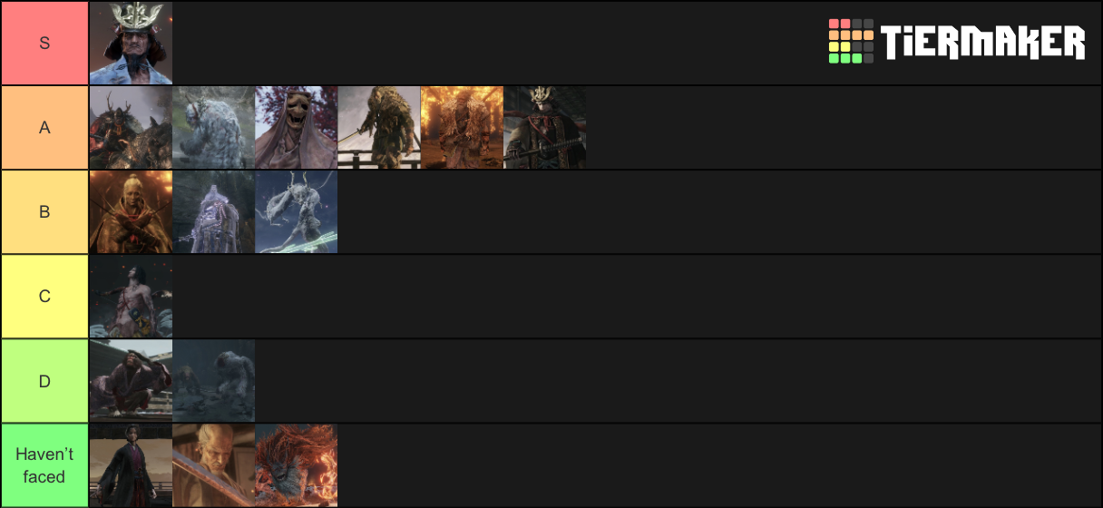 Sekiro: Shadows die twice boss quality ranking Tier List (Community ...