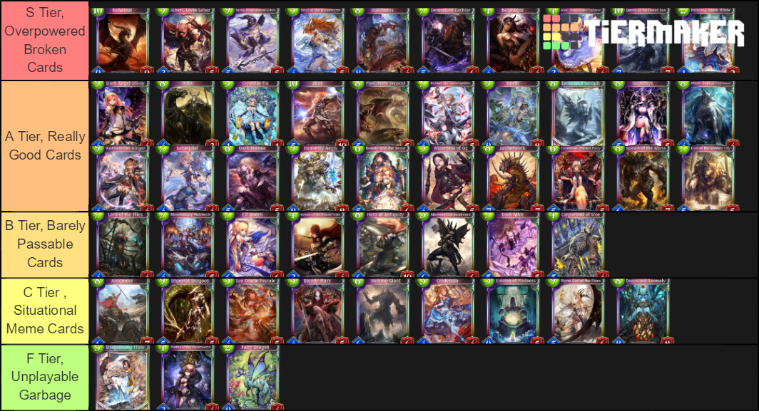 Shadowverse Legendary List (#2-5 DE/ROB/TOTG/WLD) Tier List (Community Rankings) - TierMaker