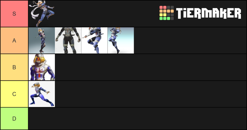 Sheik Design Tier List (Community Rankings) - TierMaker