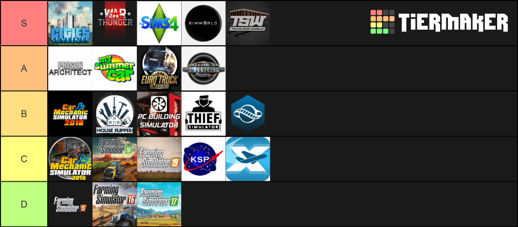 Simulator Games Tier List (Community Rankings) - TierMaker