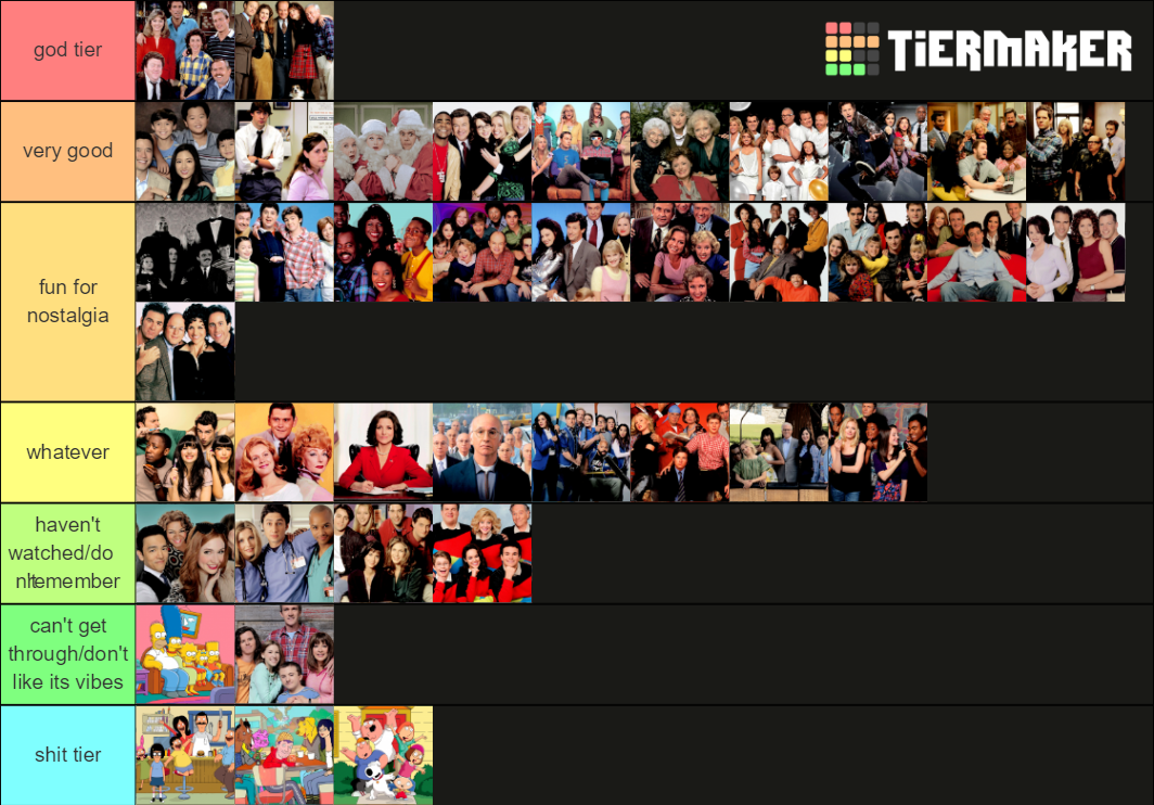 Sitcom Ranker Tier List (Community Rankings) - TierMaker