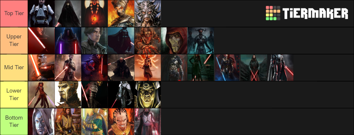 Sith Lord Tier List (Community Rankings) - TierMaker