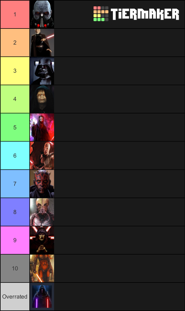 Sith Lords Tier List (Community Rankings) - TierMaker
