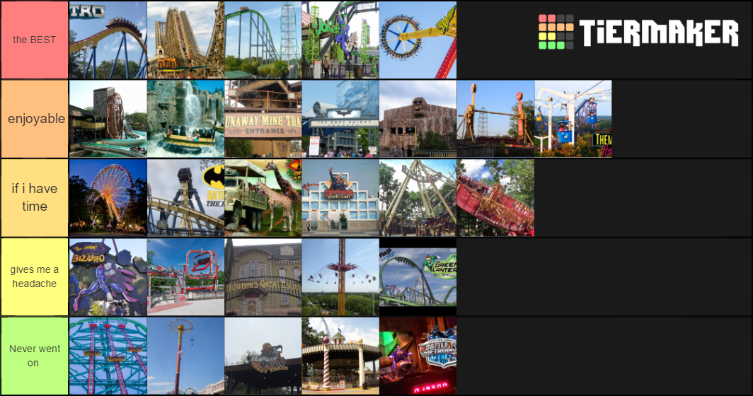 Six Flags Great Adventure Rides Tier List (Community Rankings) - TierMaker