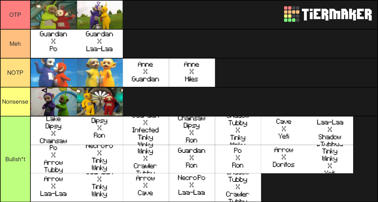 Slendytubbies/Teletubbies Ships Tier List (Community Rankings) - TierMaker
