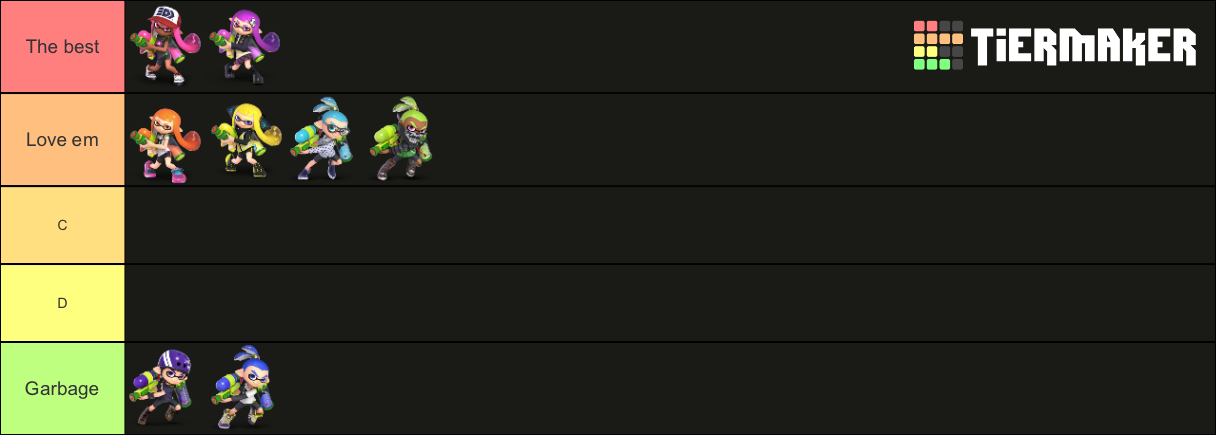 Smash Ultimate's Inkling costume Tier List (Community Rankings) - TierMaker