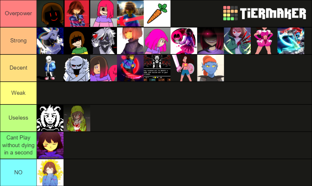 Soulshatters 9/10/20 UPDATE GT FRISK ADDED! Tier List (Community ...