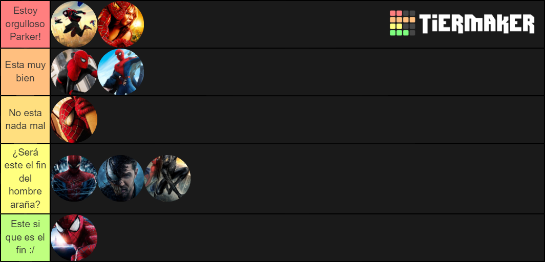 Spiderman Universe Movies TIERLIST ( 2020 ) Tier List (Community ...