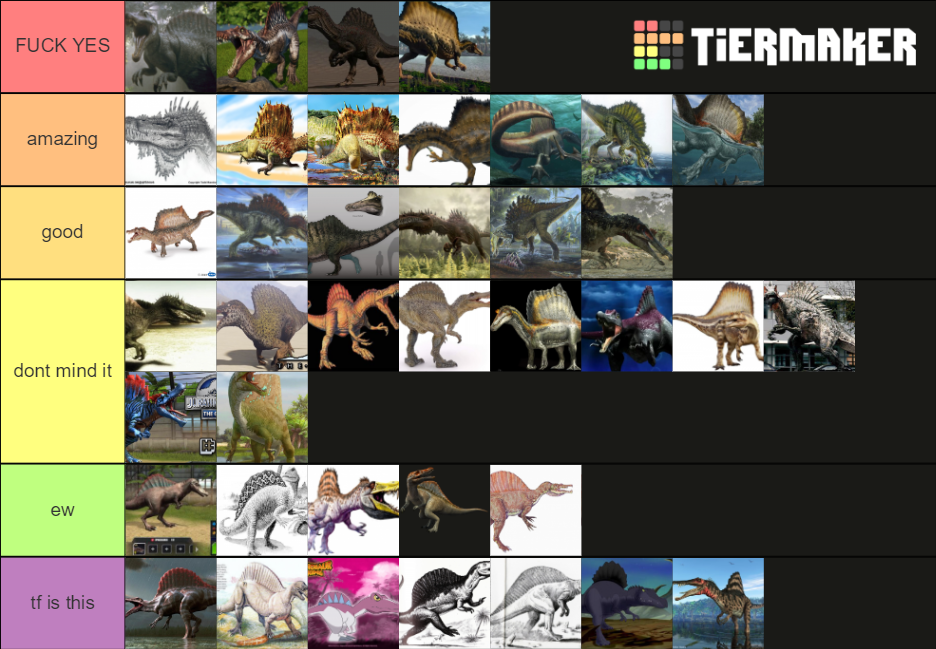Spinosaurus time Tier List (Community Rankings) - TierMaker