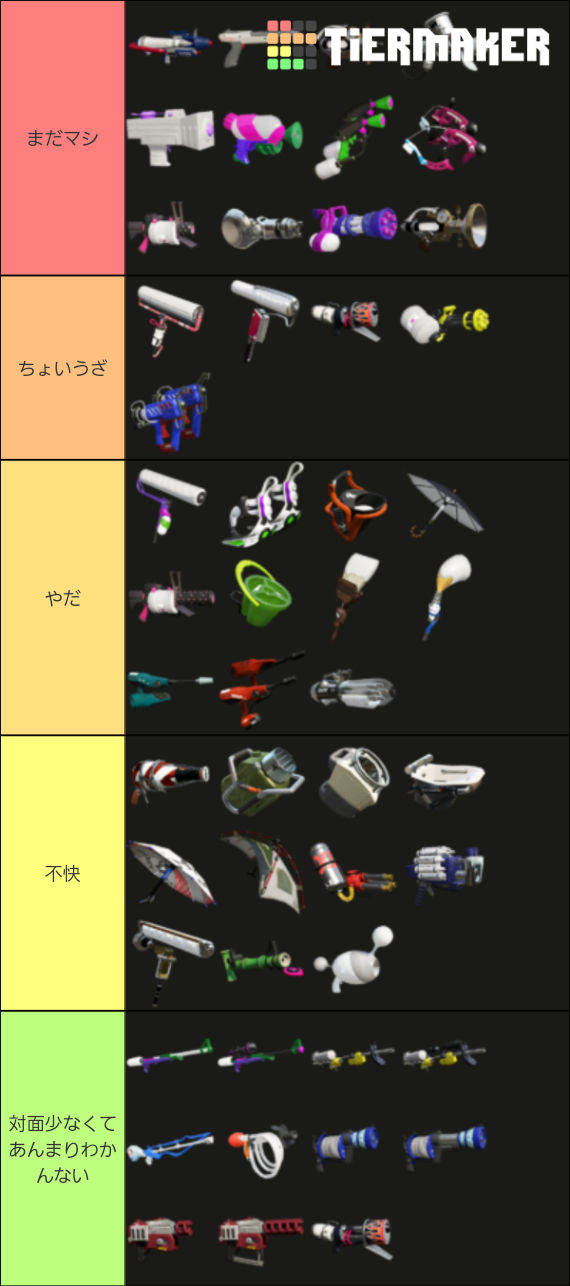 Splatoon 2 All Vanilla Main Weapons Tier List (Community Rankings ...