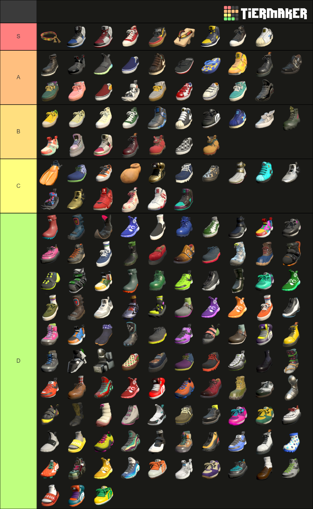 Splatoon 2 Shoes Tier List (Community Rankings) - TierMaker