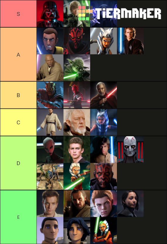 Star Wars Jedi and Sith Tier List (Community Rankings) - TierMaker
