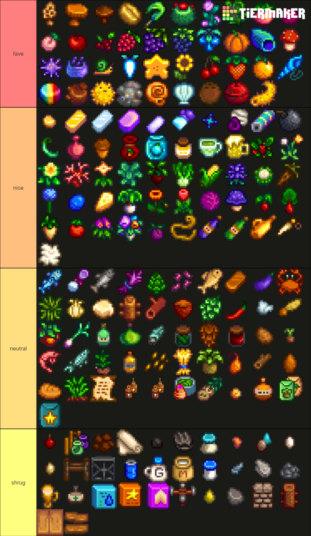 Stardew valley items Tier List (Community Rankings) - TierMaker