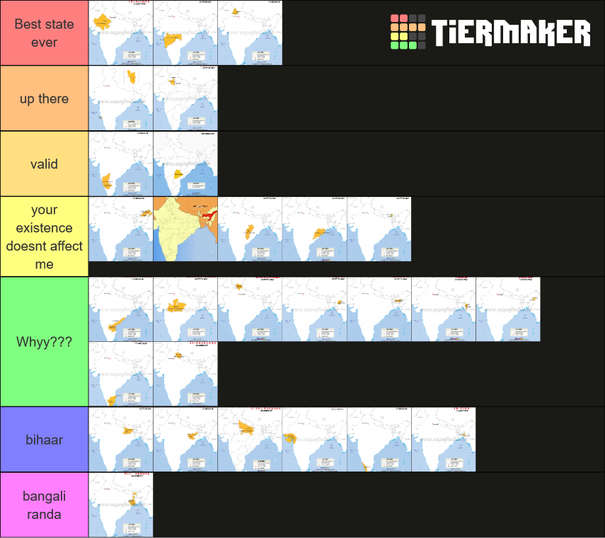 states of india Tier List (Community Rankings) - TierMaker