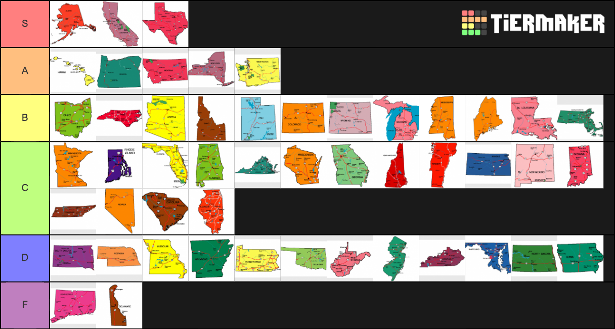 States Ranked by Their Shapes Tier List (Community Rankings) - TierMaker