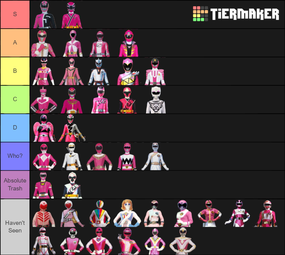 Super Sentai Pinks and White Rangers Tier List (Community Rankings) - TierMaker