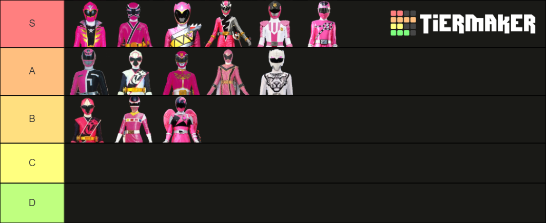 Super Sentai Pinks and White Rangers Tier List (Community Rankings) - TierMaker