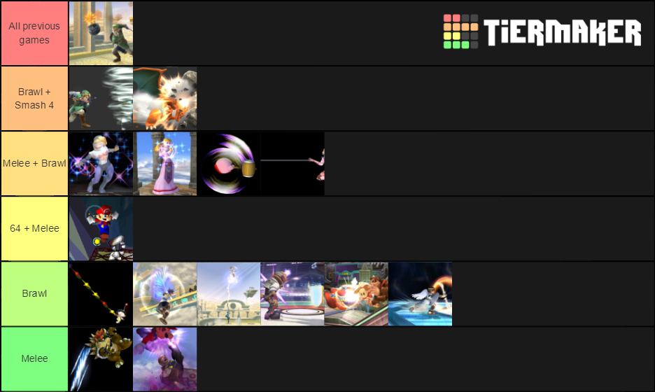 Super Smash Bros. Cut Moves Tier List (Community Rankings) - TierMaker