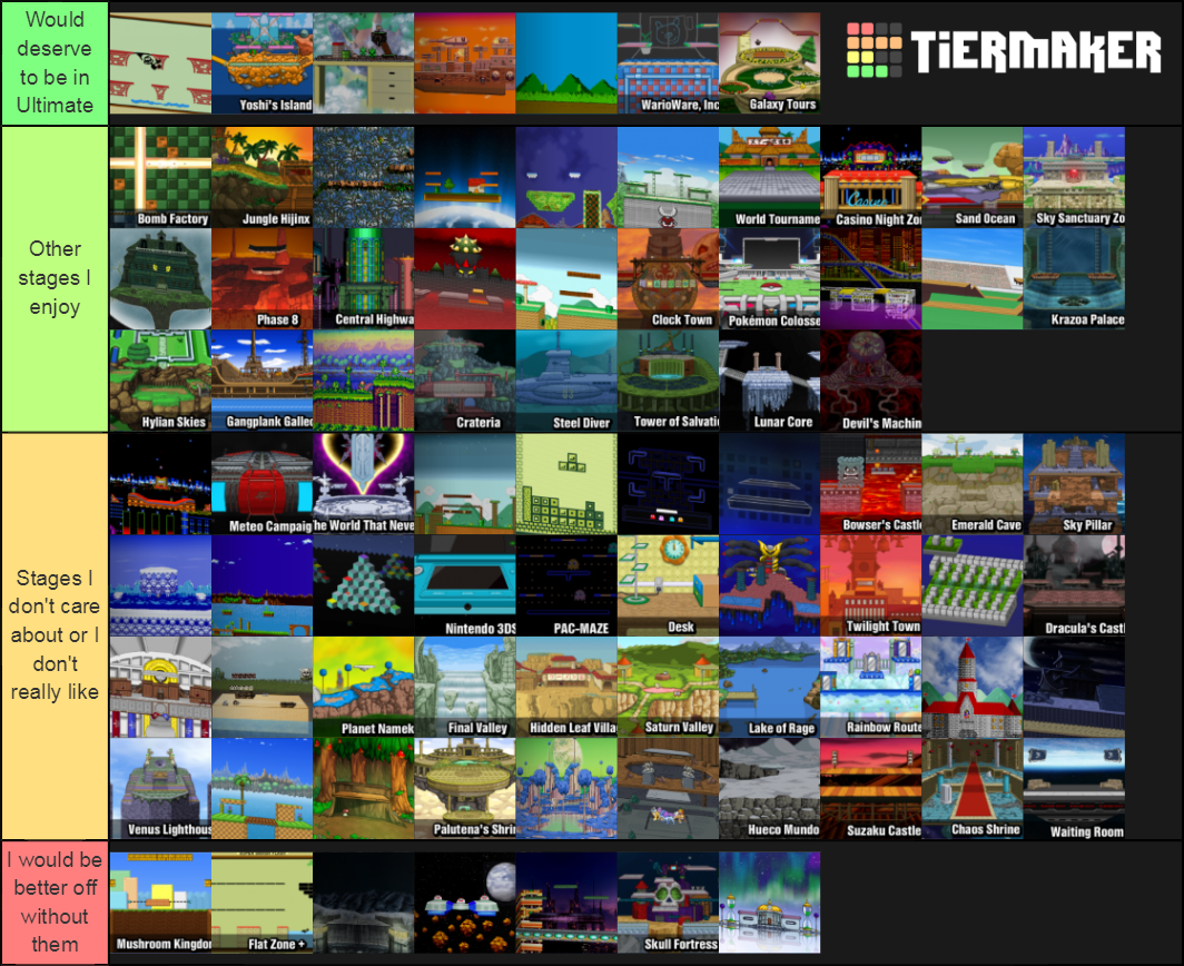 Super Smash Flash 2 & Super Smash Bros Crusade Stages Tier List ...