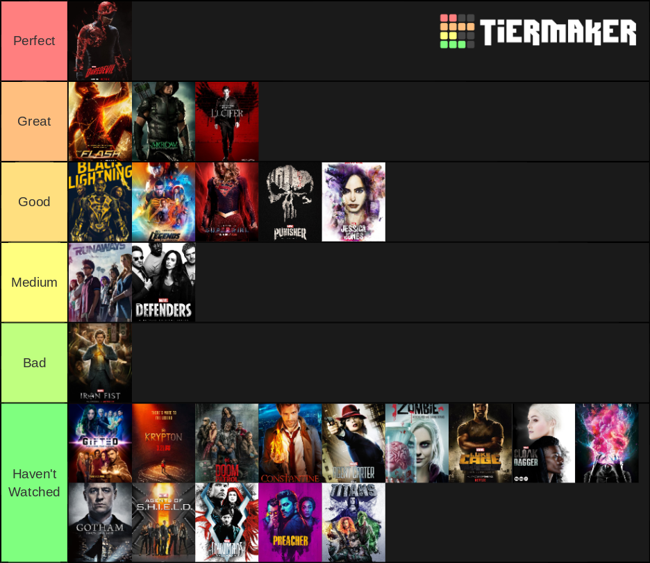 Superhero TV Shows Tier List (Community Rankings) - TierMaker