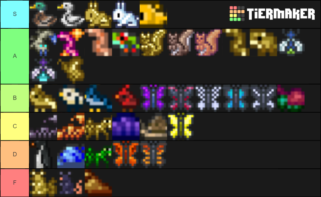 Terraria Critters Tier List (Community Rankings) - TierMaker