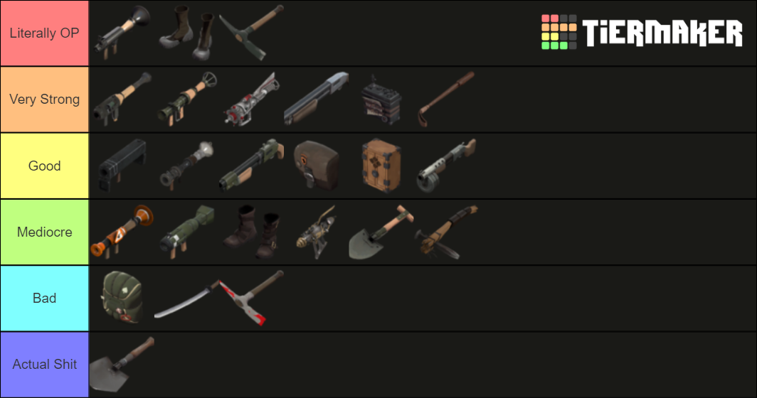 TF2 Soldier Weapons Tier List (Community Rankings) - TierMaker