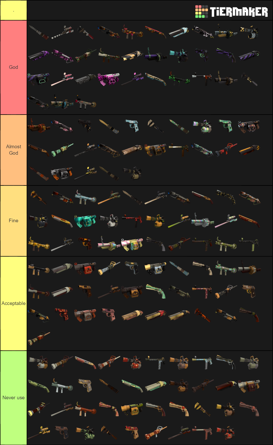TF2 Weapon Skins Tier List (Community Rankings) - TierMaker