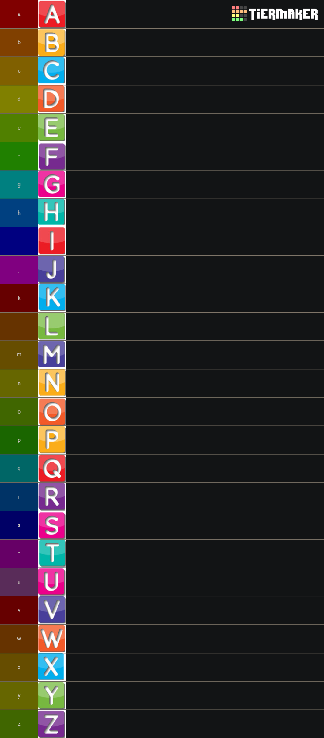 The alphabet Tier List (Community Rankings) - TierMaker