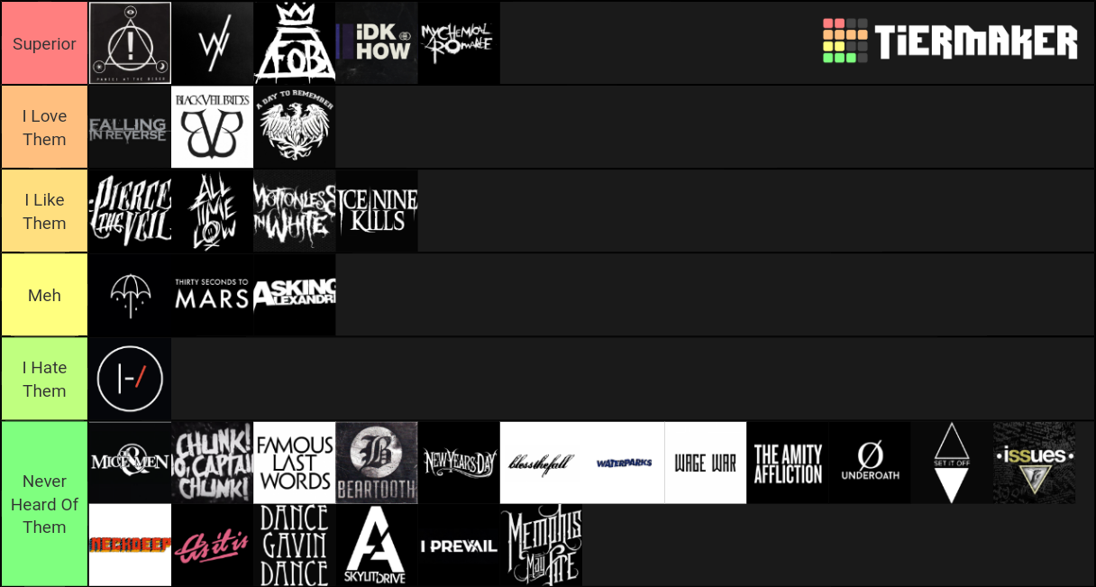 The Best Emo Bands Tier List (Community Rankings) - TierMaker