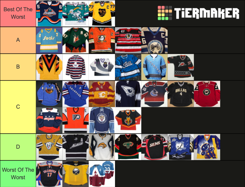 The NHL's Best Worst Jerseys Of All-Time Tier List (Community Rankings ...
