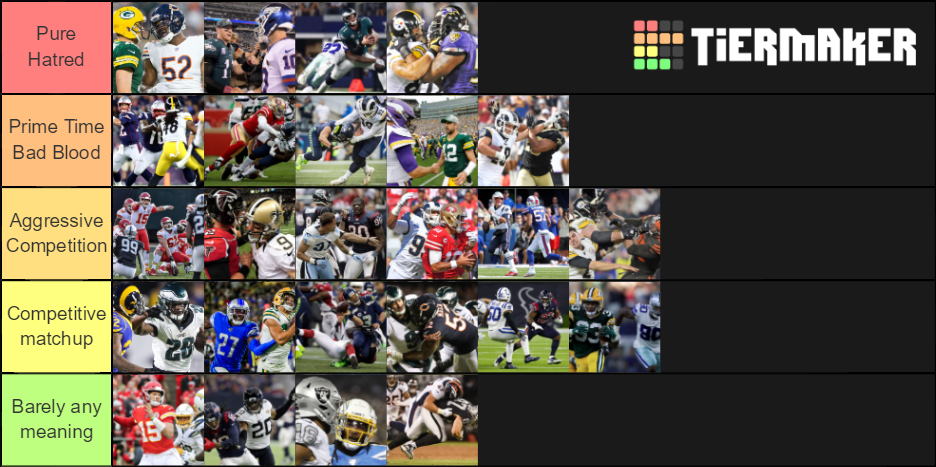 Top 25 NFL Rivalries as of 2020 Tier List (Community Rankings) - TierMaker