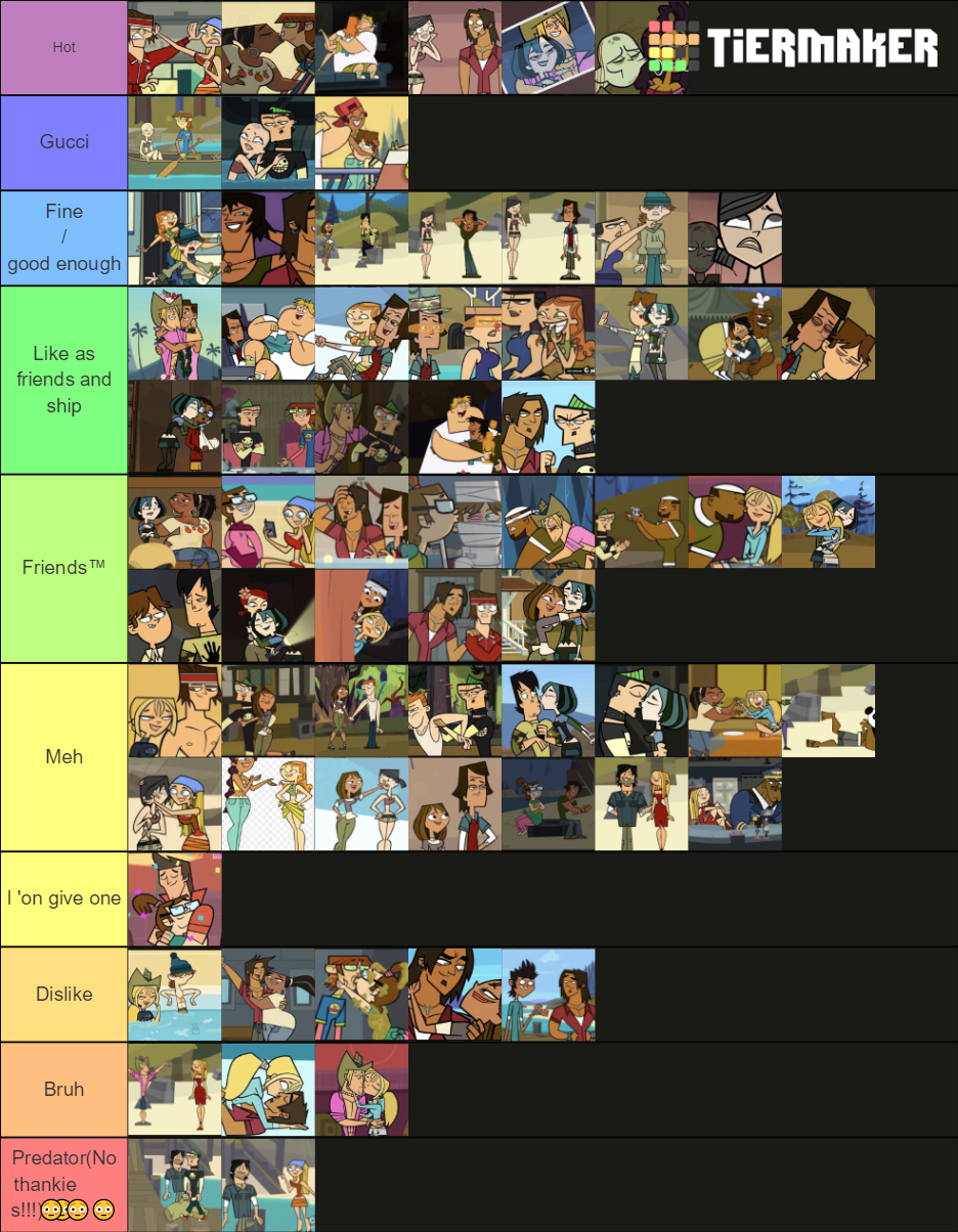 Total Drama Ships (Gen 1) Tier List (Community Rankings) - TierMaker